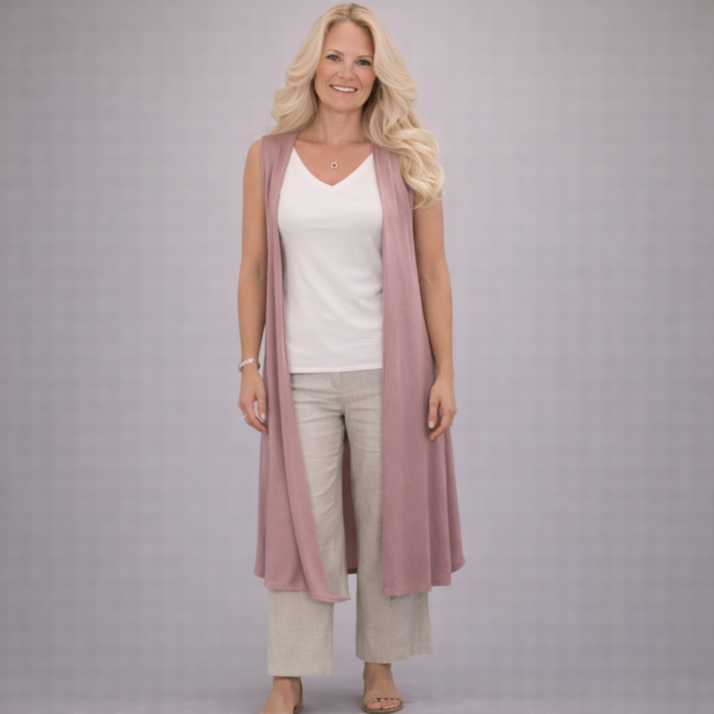 Flowy Sweater Vest | Dusty Rose Modal Dream Weaver Canada